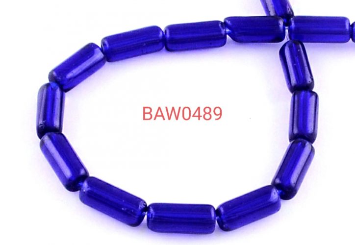 Manik kaca model tabung 10 X 4 mm warna dark blue ( BAW0489) | KURSUS KRIYA