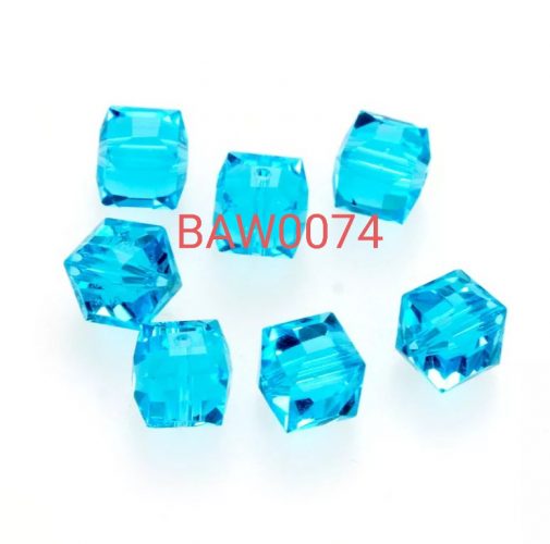 Manik kristal kotak 6 mm warna sky blue clear per lusin (BAW0074 ...